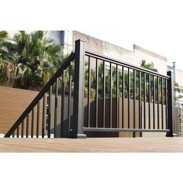 NewTechWood Allure 96 in. x Black Aluminum Preassembled Railing Kit ...
