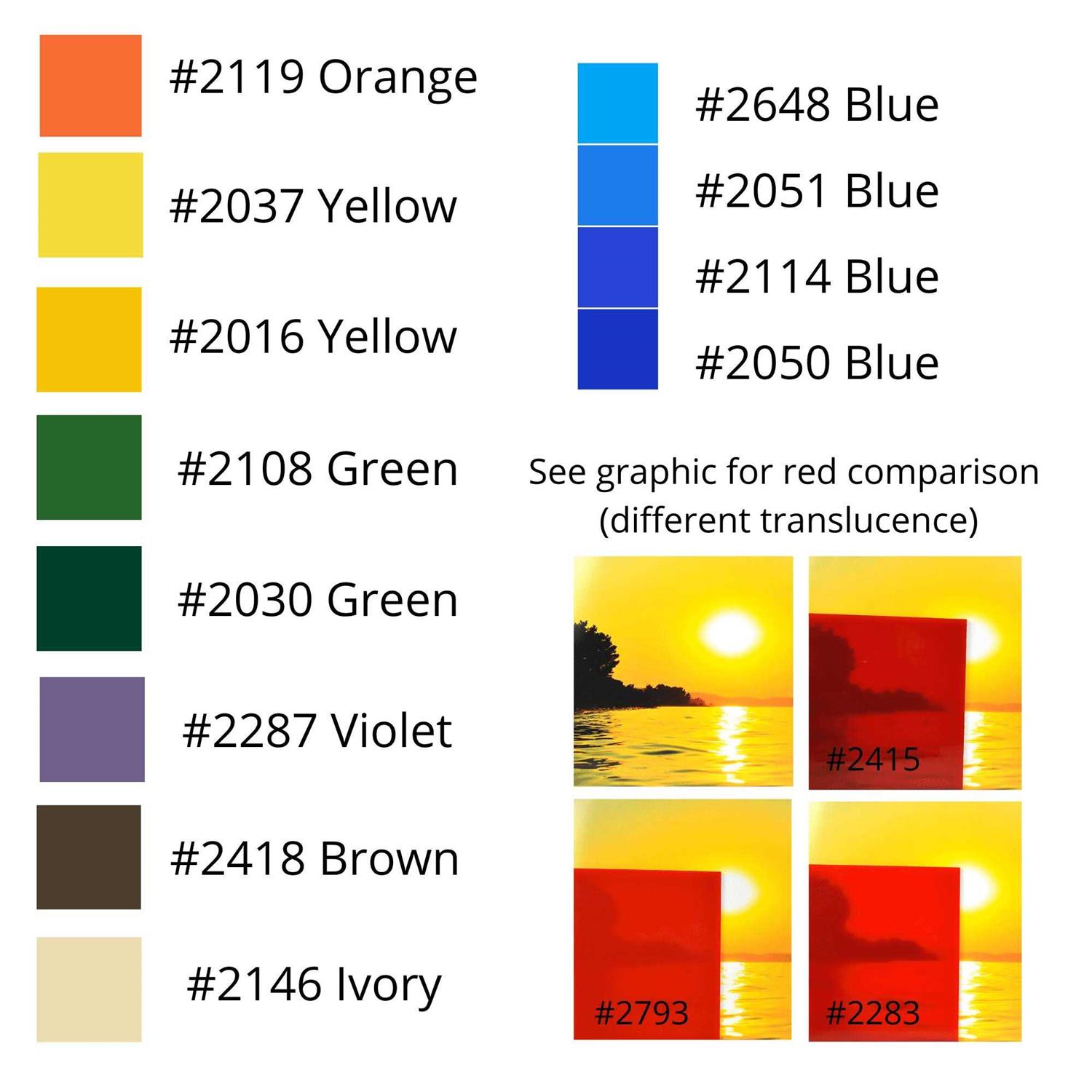 Colored Plexiglass Sheet, Choose Size And Thickness 12 inch X 24 inch ...