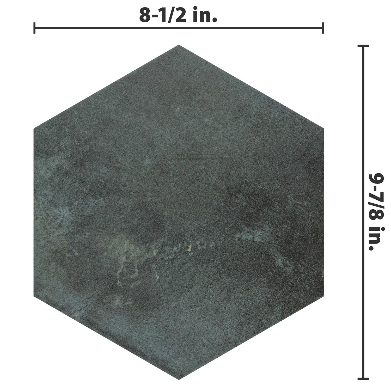 Merola Tile Industrial Hex Green 8-1/2 x 9-7/8 Porcelain Floor and Wall ...