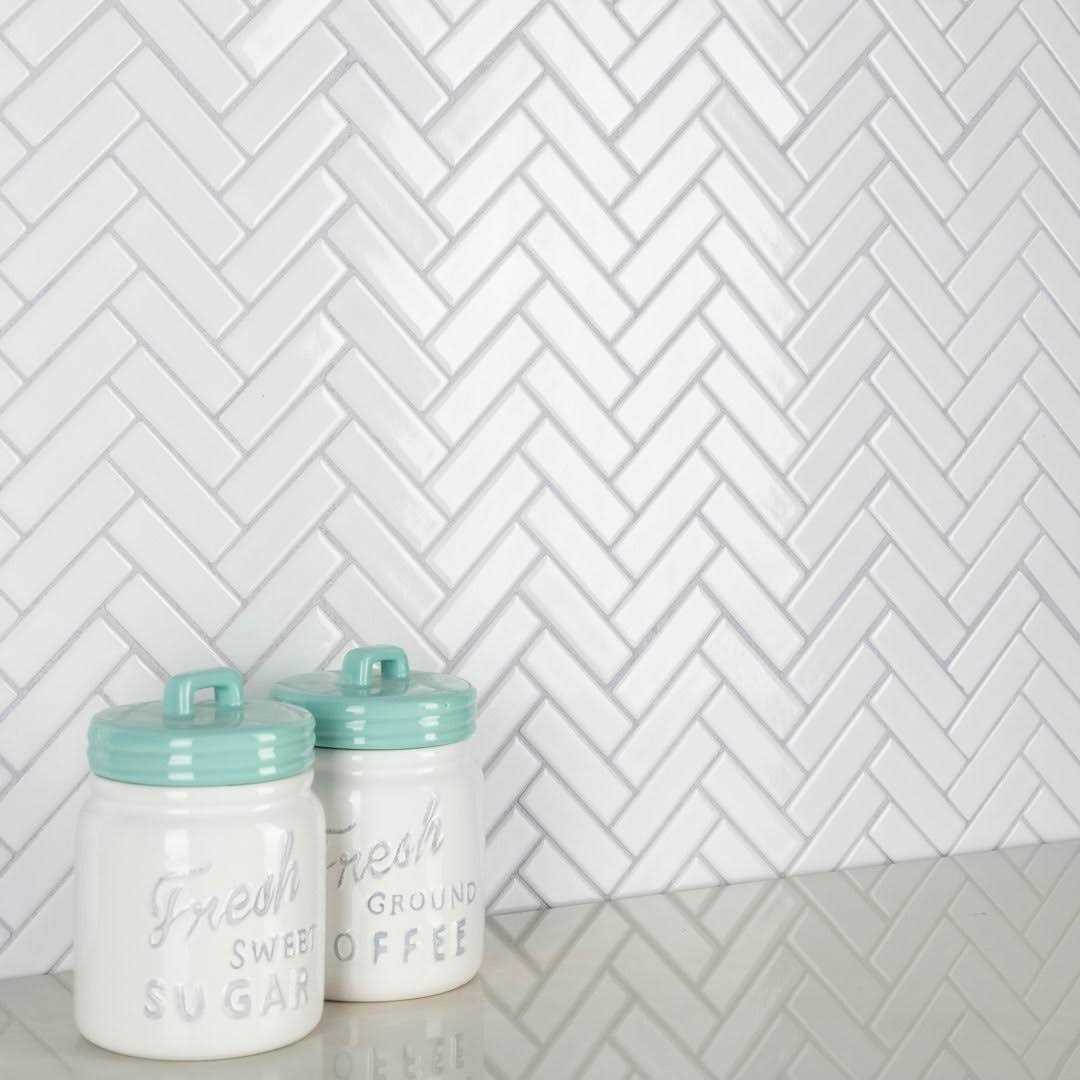 Merola Tile Metro Brick Herringbone Porcelain Mosaic Tile - Hardware ...
