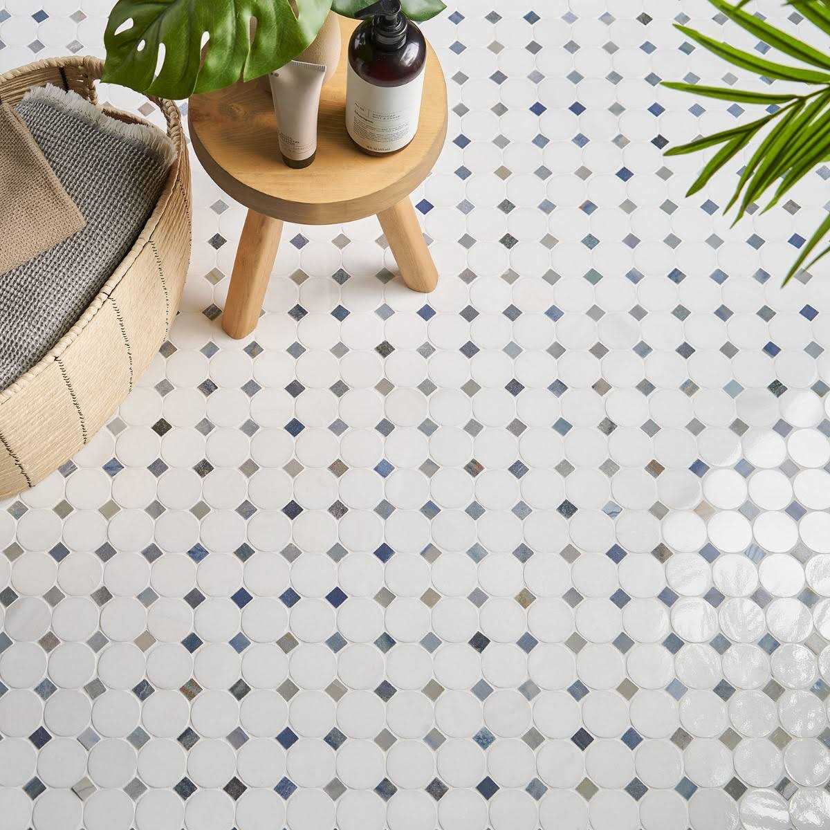 Orbit Satellite 12 in. x 12 in. x 8 mm Marble Mosaic Floor and Wall ...