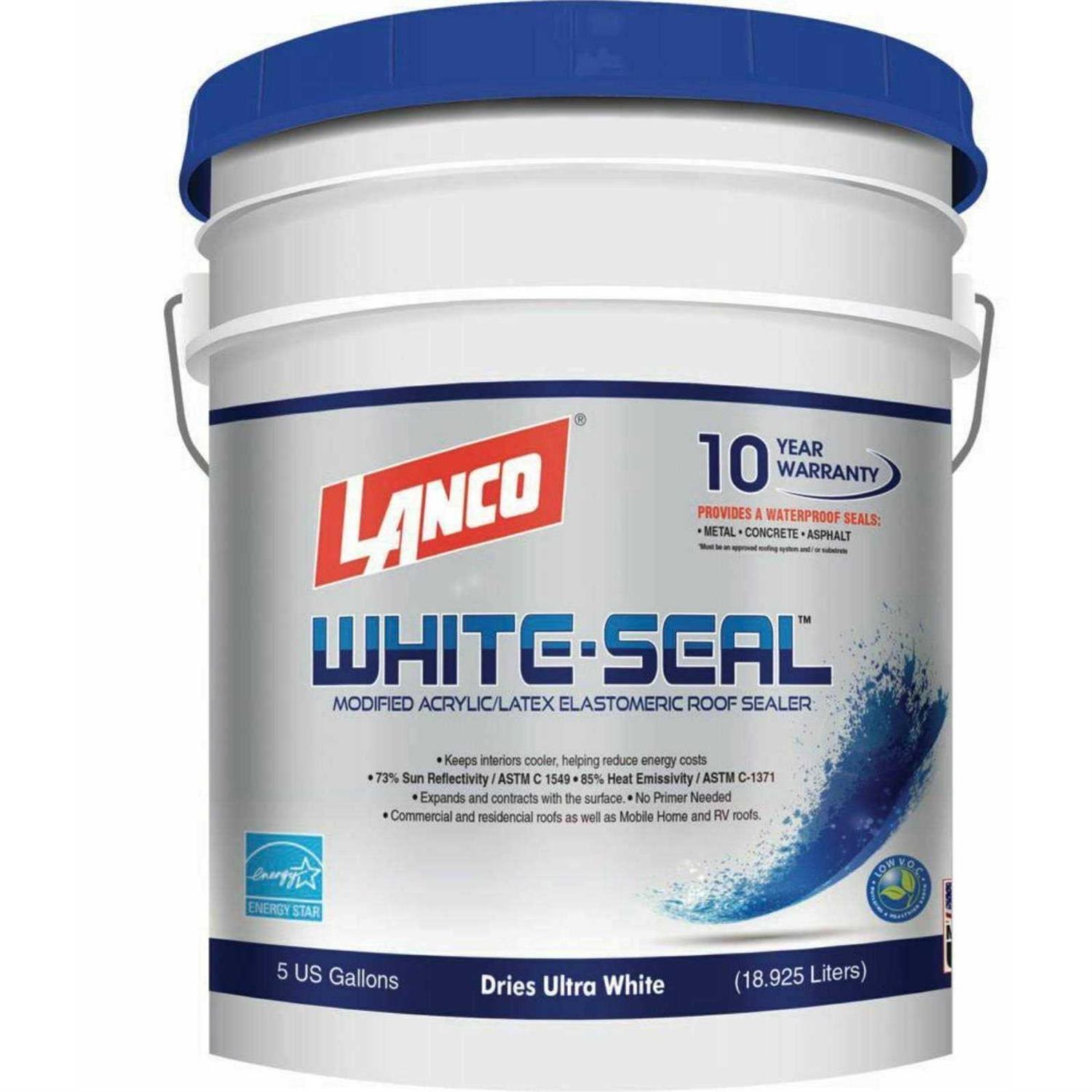 Lanco White-Seal 5 Gal. Acrylic Elastomeric White Reflective Roof Sealer - Hardware&Tools Online ...