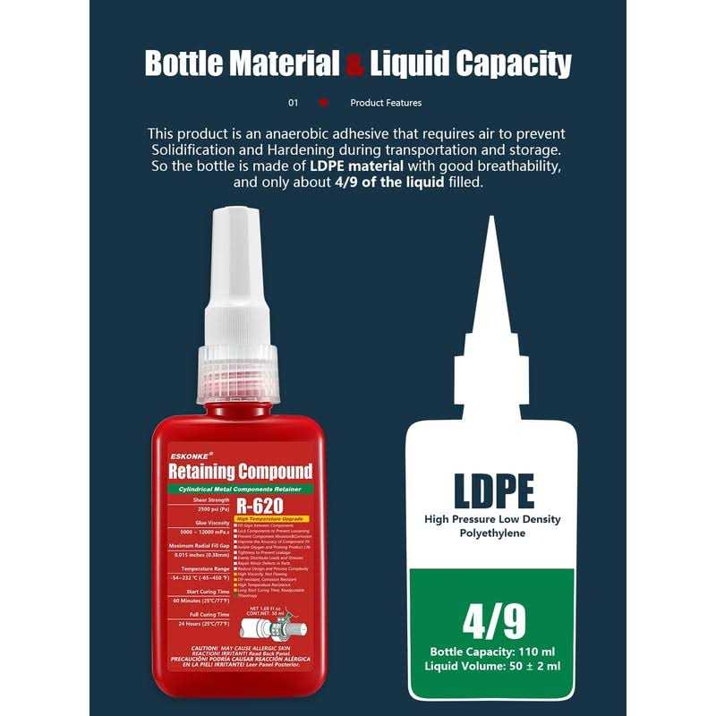 ESKONKE Retaining Compound Green 620 Sleeve Retainer High Strength ...