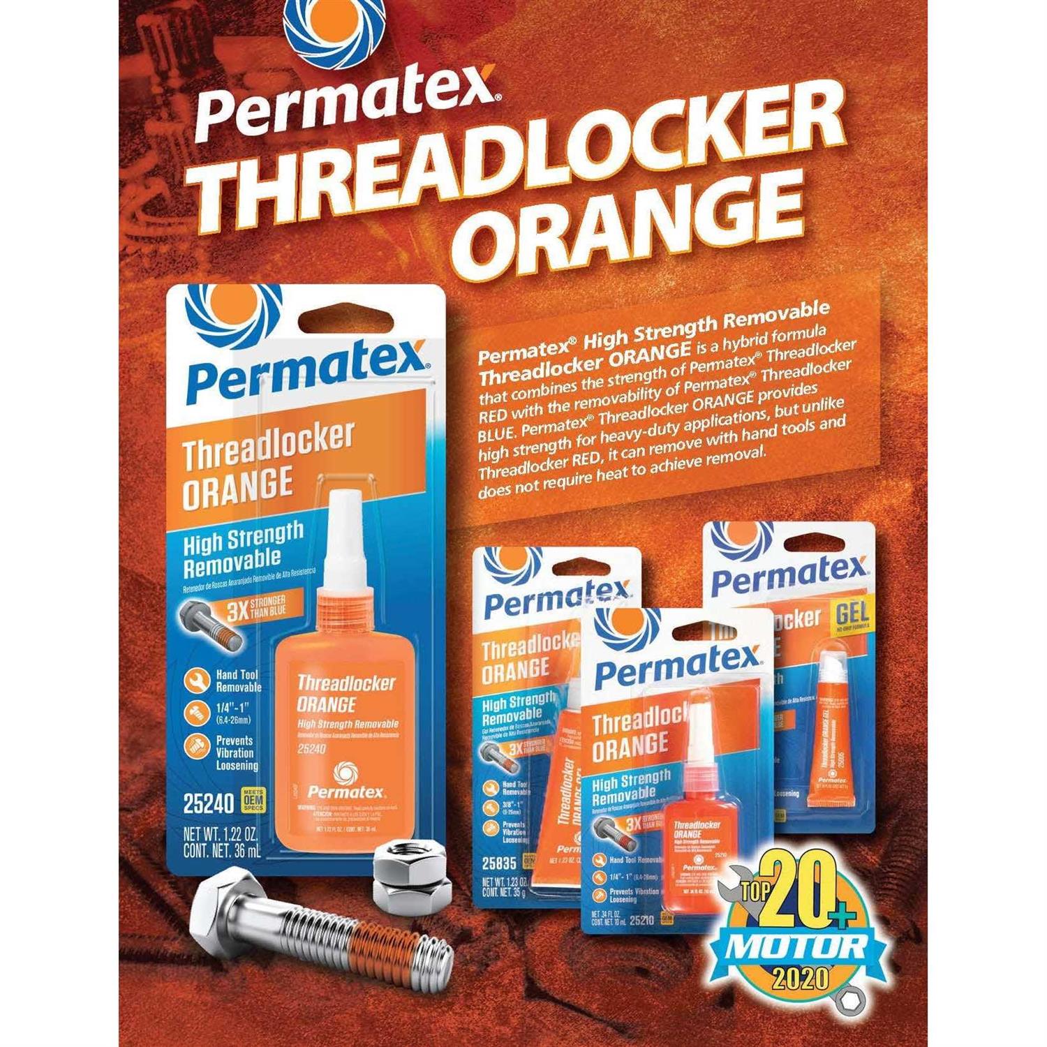 Permatex 25005 High Strength Removable Orange Threadlocker - Hardware&Tools Online Store