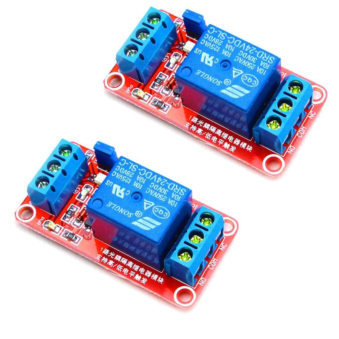 HiLetgo 2pcs DC 24V 1 Channel Relay Module with OPTO Isolation Support ...