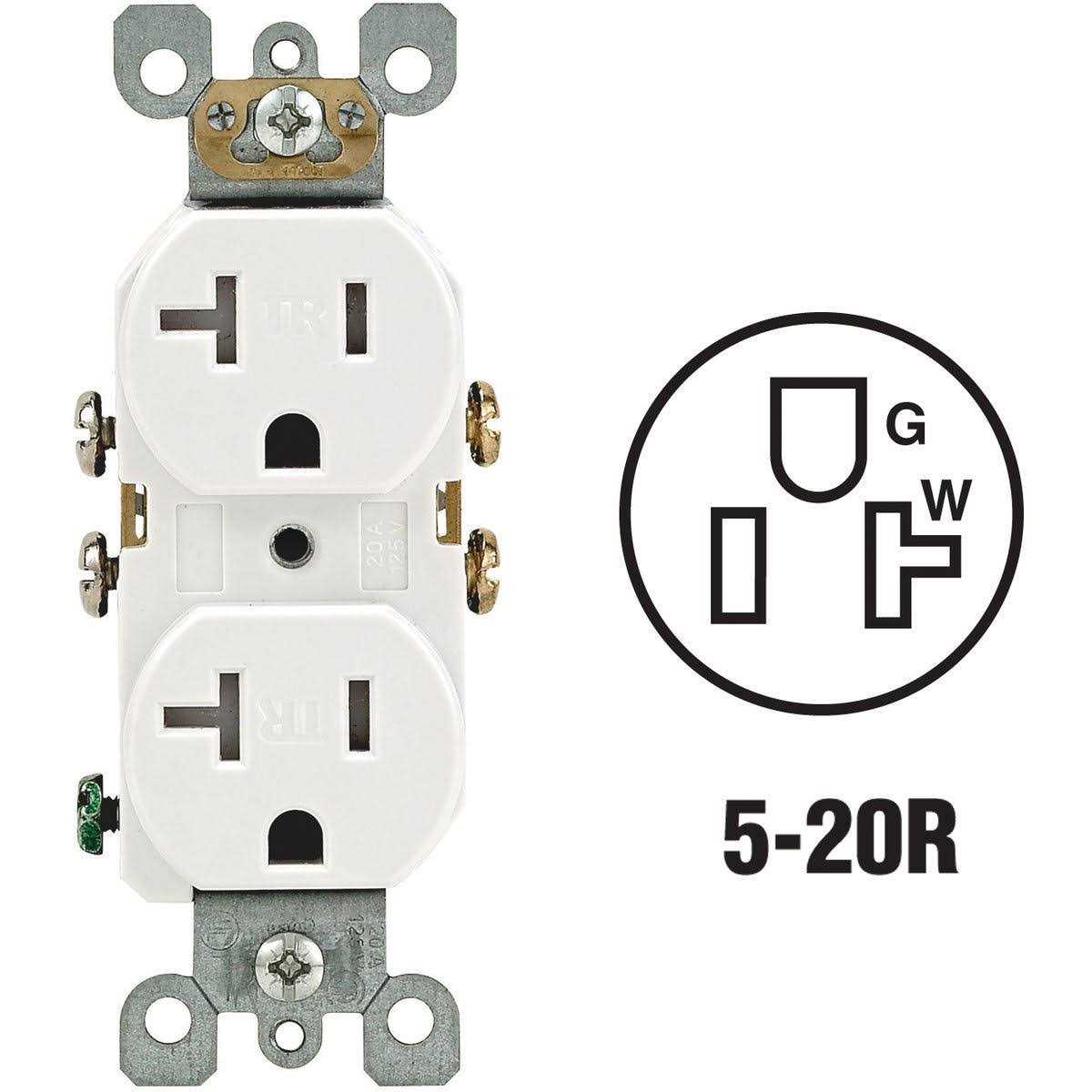 Leviton 20 Amp White Duplex Receptacle - Hardware&Tools Online Store