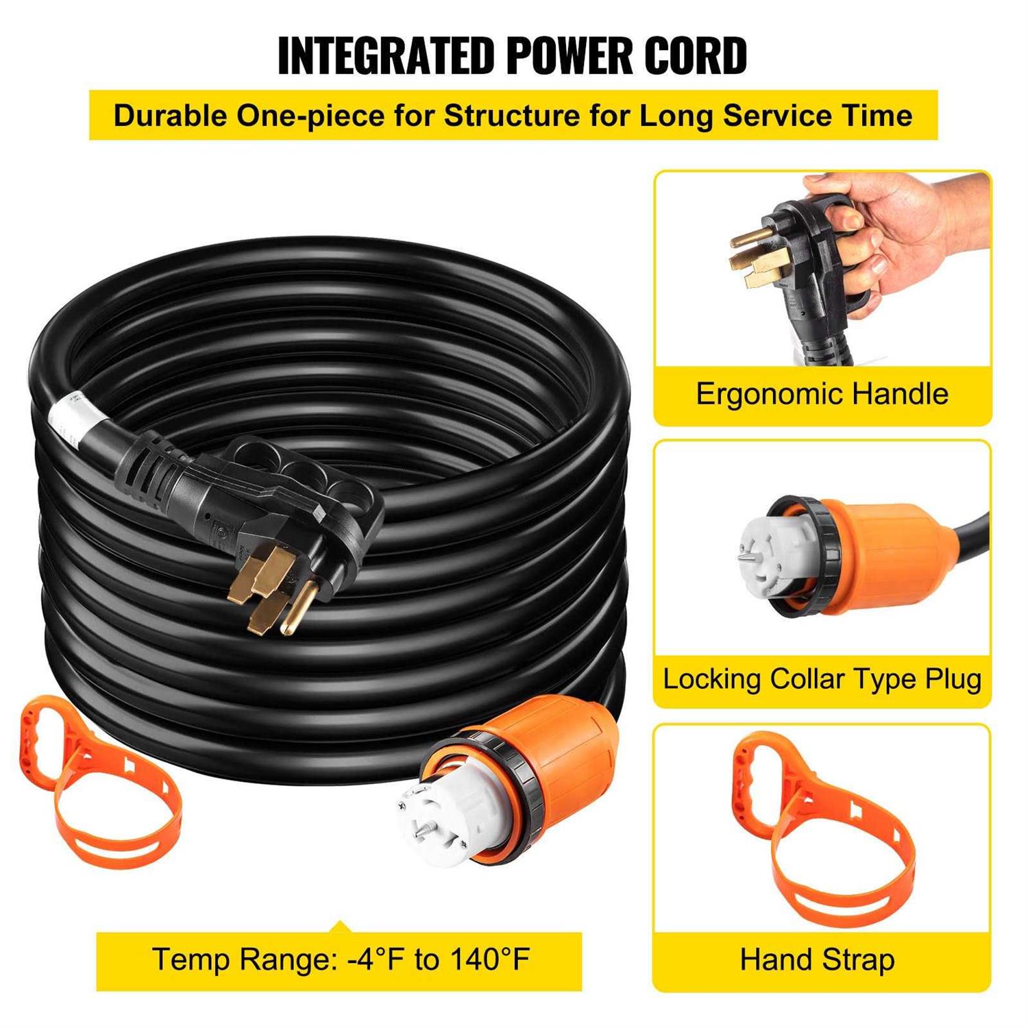 VEVOR Heavy Duty Generator Cord 25 Feet Generator Power Cord 50AMP Etl ...