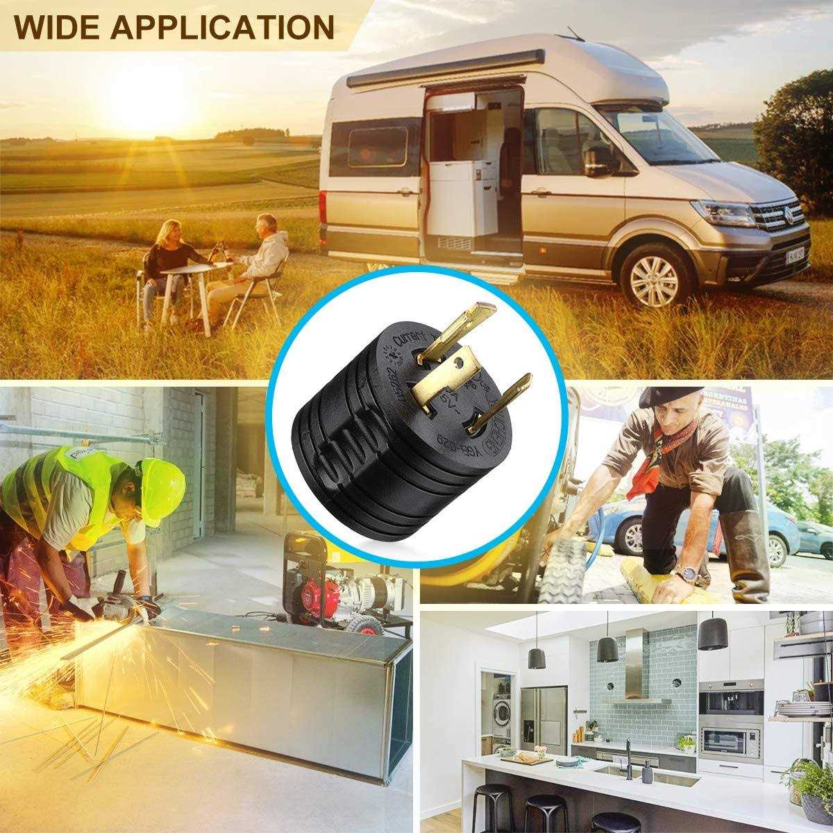 Miady RV Generator Adapter 3-Prong 30A Male to 30A Female RV Power Plug ...