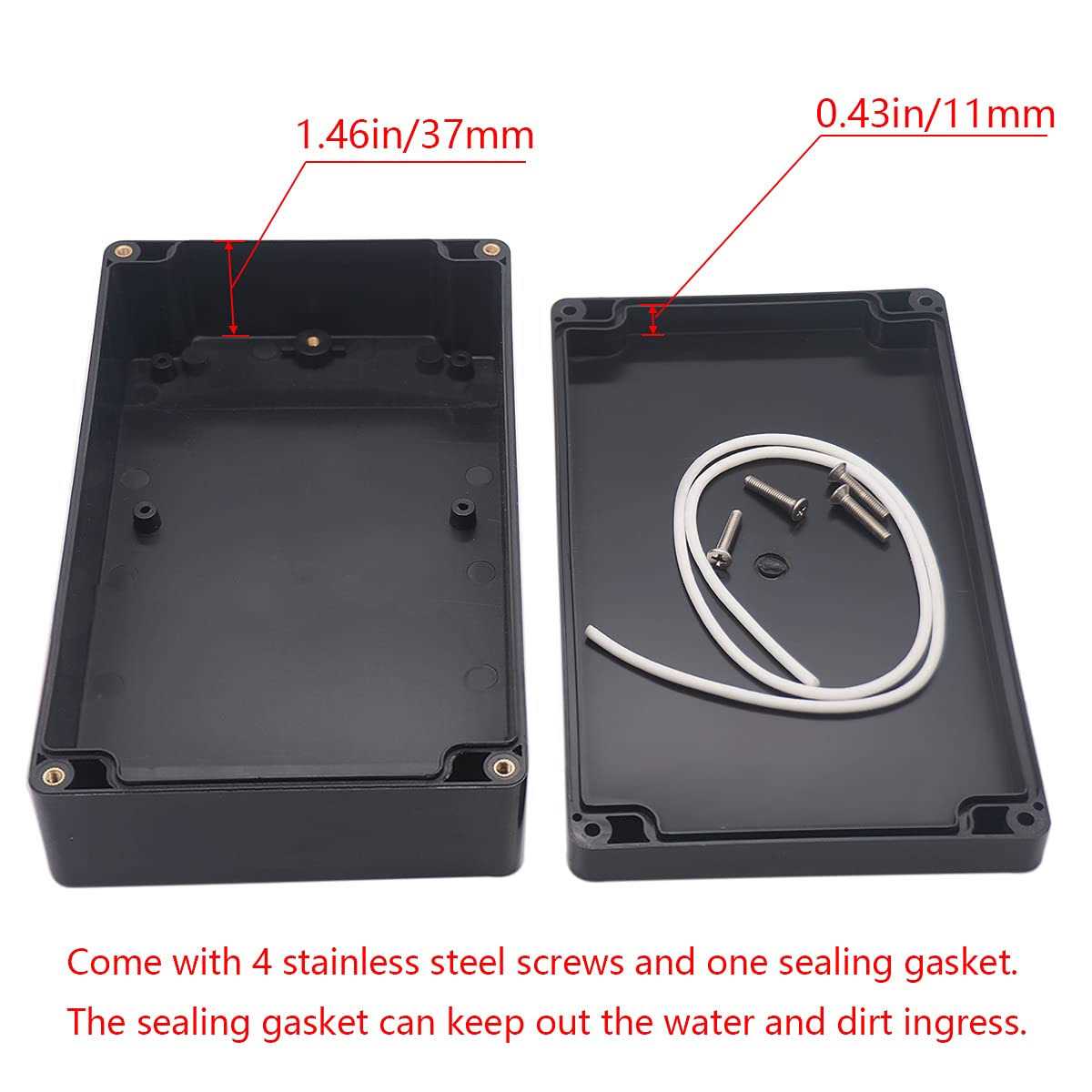 Otdorpatio Project Box IP65 Waterproof Junction Box ABS Plastic Black ...