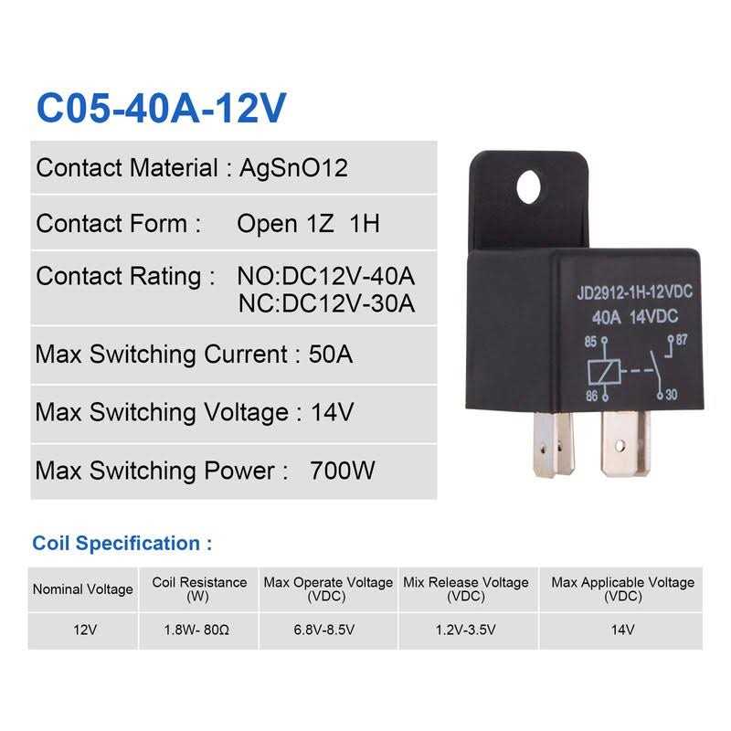 EHDIS Car Relay 4 Pin 12v 40amp Spst Model No - Hardware&Tools Online Store
