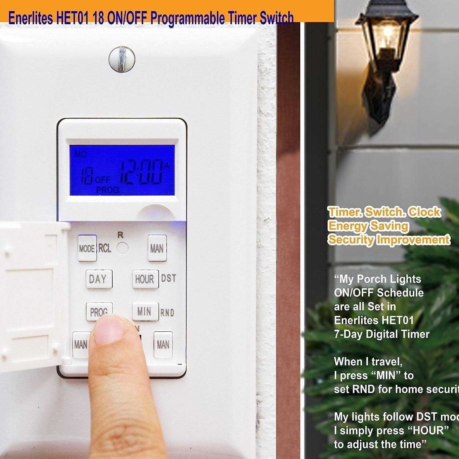 Enerlites 7-Day Digital In-Wall Programmable Timer Switch - Hardware ...