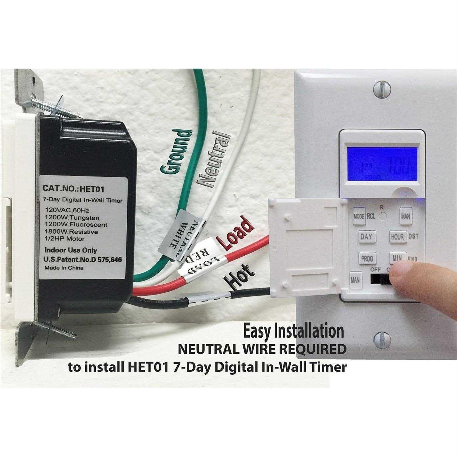 Enerlites 7-Day Digital In-Wall Programmable Timer Switch - Hardware ...