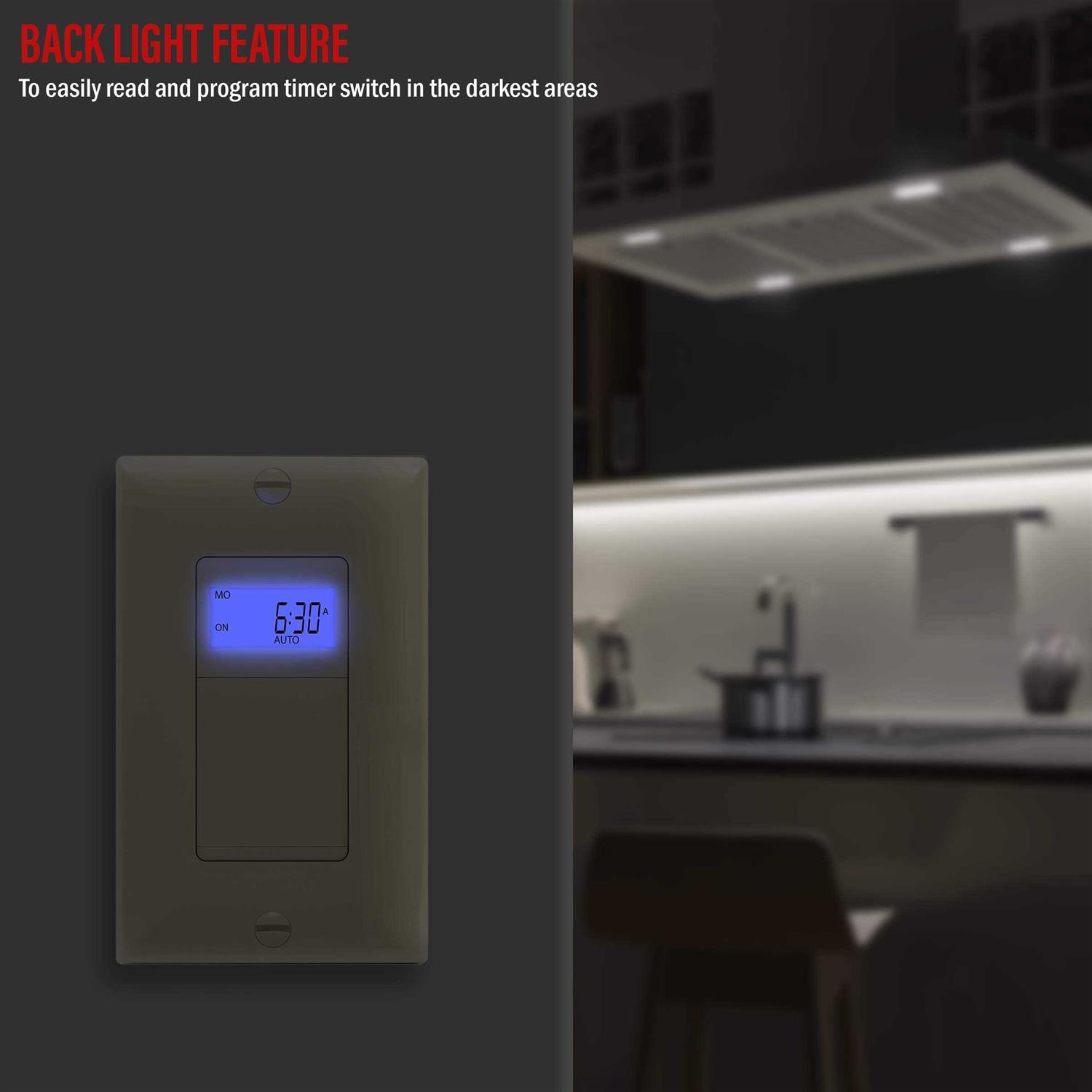 Enerlites 7-Day Digital In-Wall Programmable Timer Switch - Hardware ...