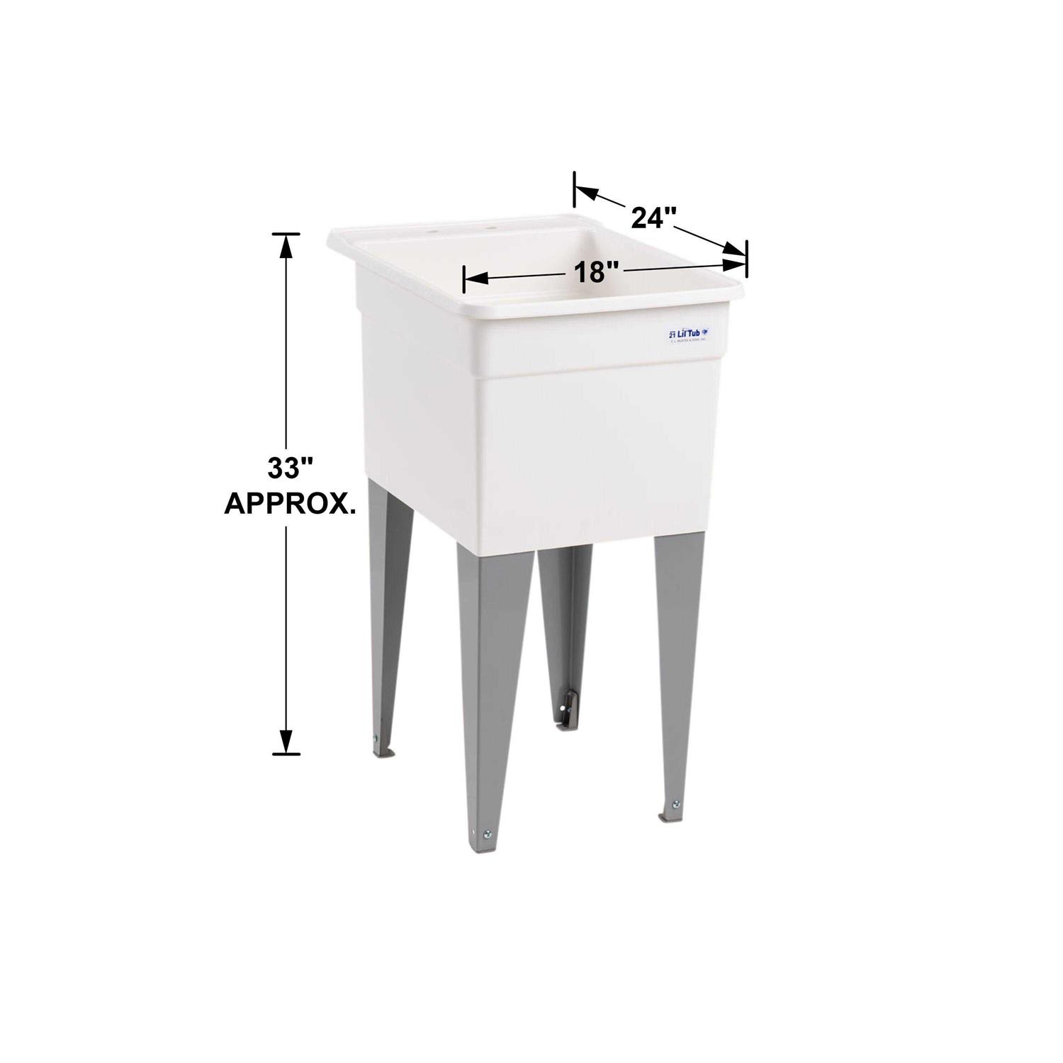 Mustee 21F Liltub Utilatub Laundry Tub Floor Mount 24-inch x 18-inch ...