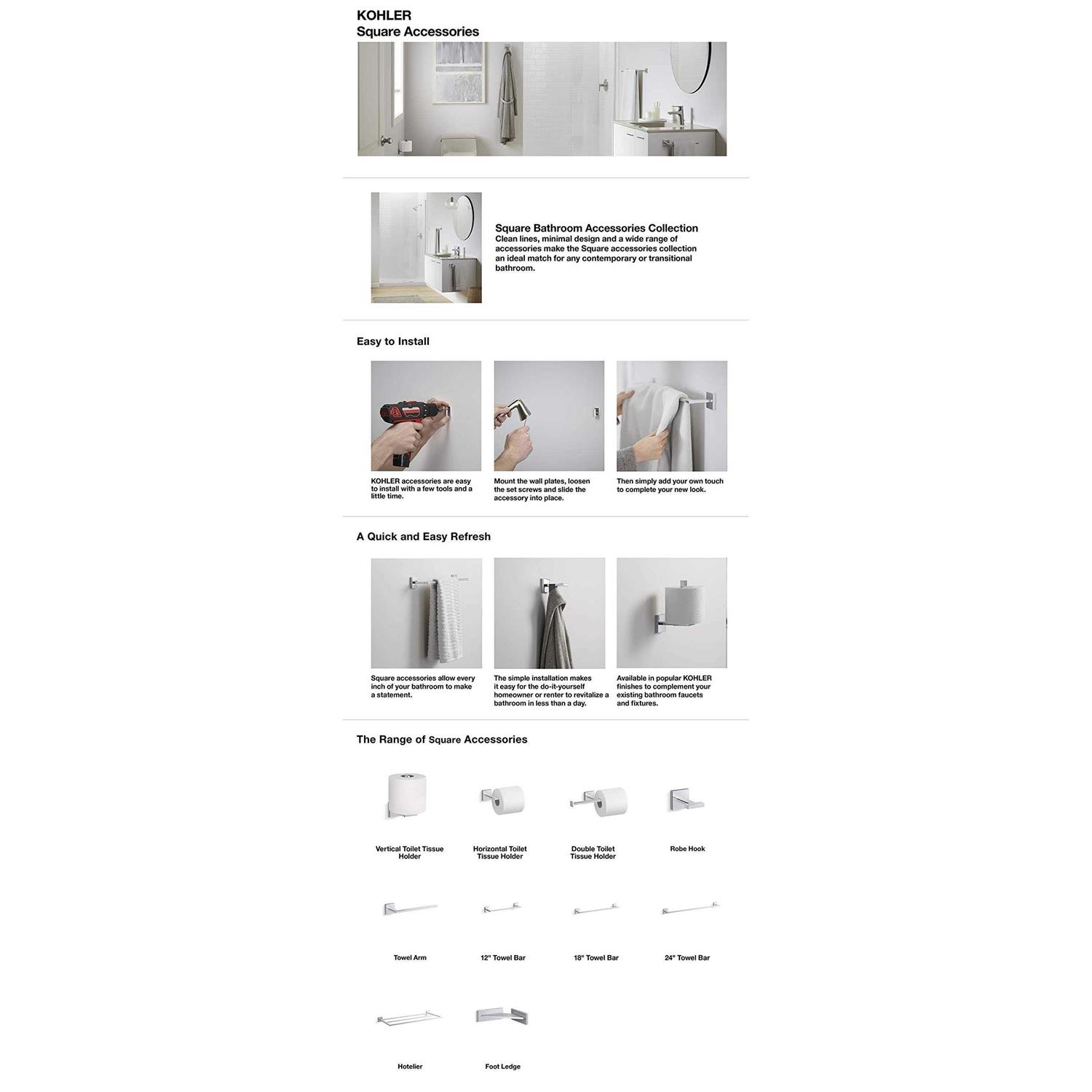 Kohler Square Foot Ledge - Hardware&Tools Online Store