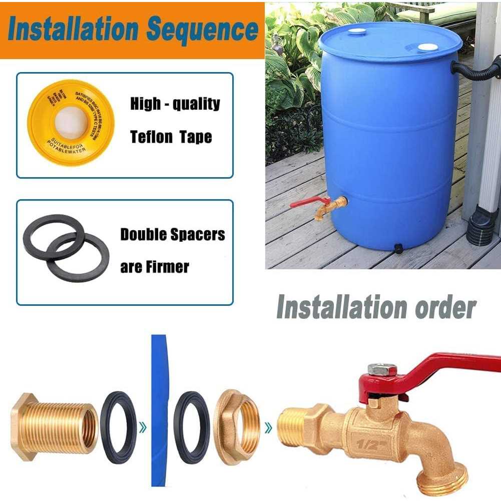 Rain Barrel Spigot Brass Faucet Kit for Rain Water Barrel Water Tanks ...