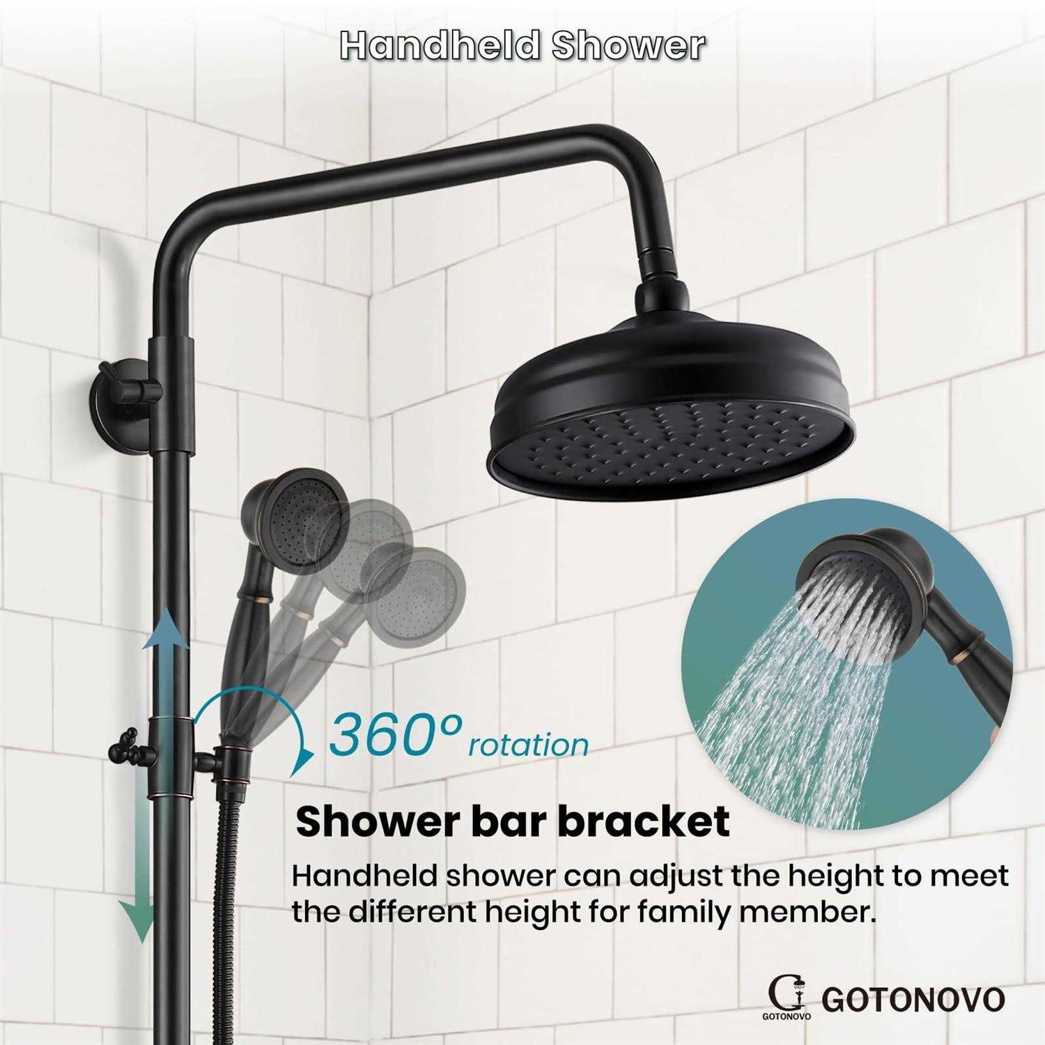 gotonovo oil rubbed bronze exposed shower fixture set 8 rain shower ...