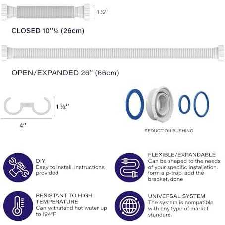 EasyDrain Expandable Flexible P-Trap Pipe 1-1/2 - Hardware&Tools Online ...