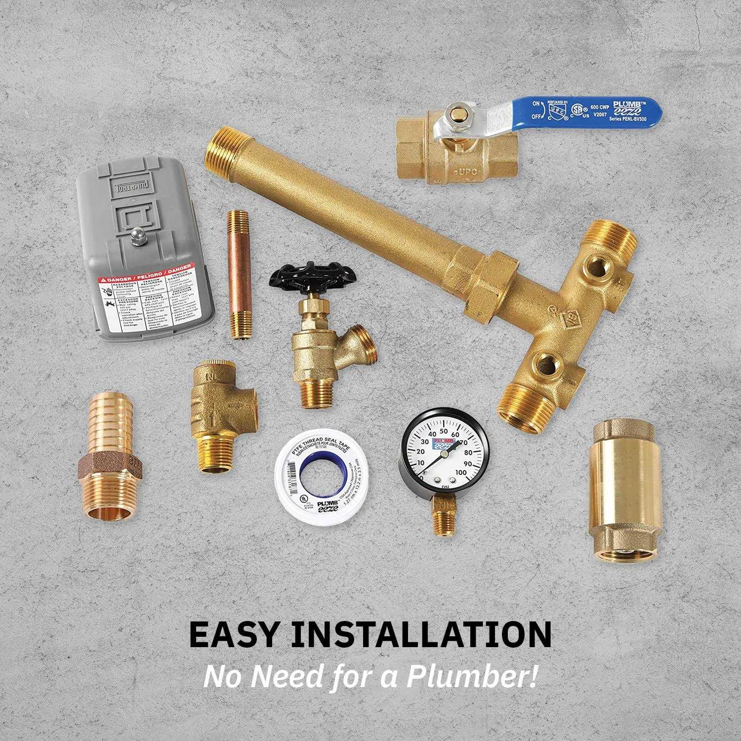 Plumb eeze Pressure Tank Installation Kit with 1 Brass Union Tank Tee ...
