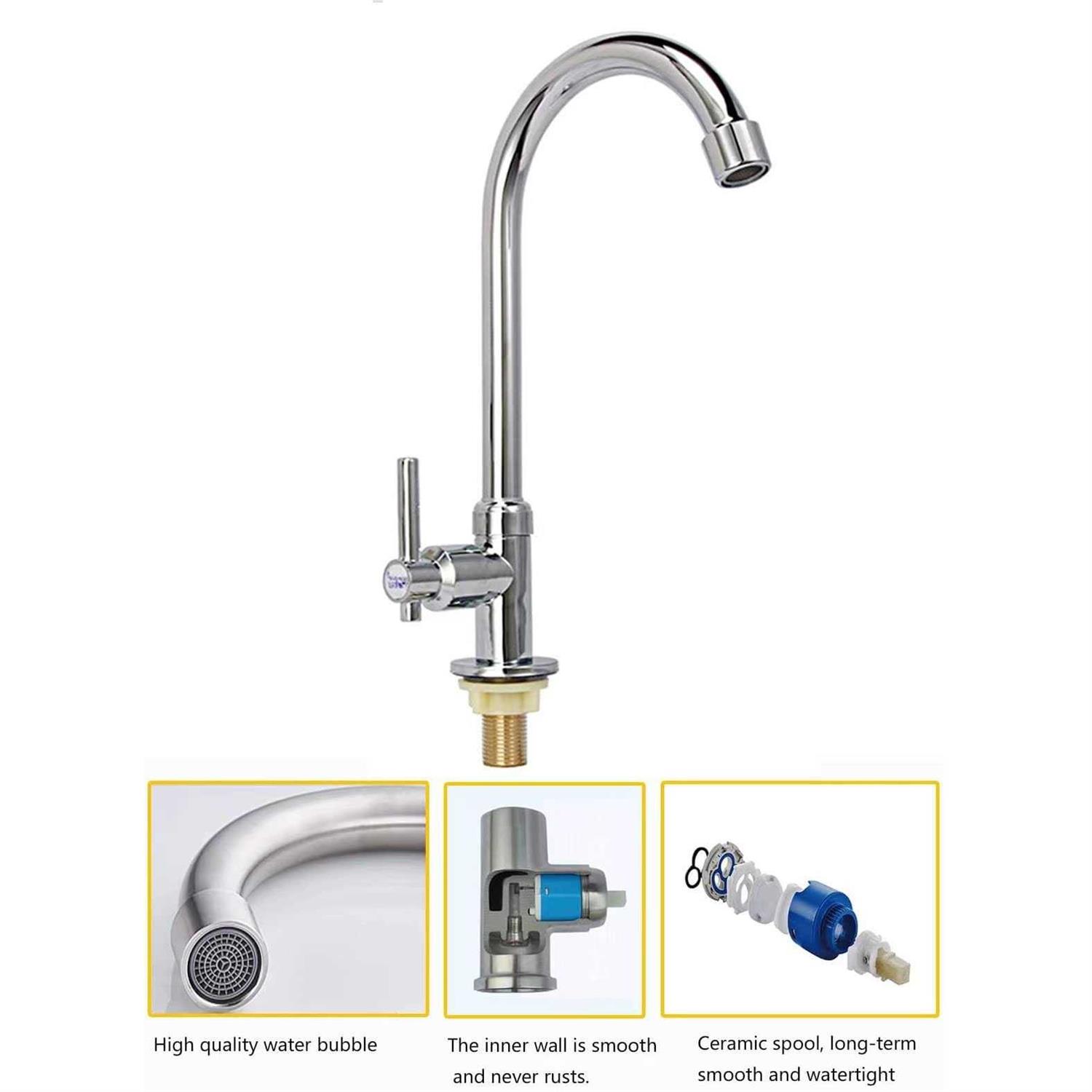 Gonabos Cold Water Faucet Only High Arc Single Handle One Hole Faucet ...