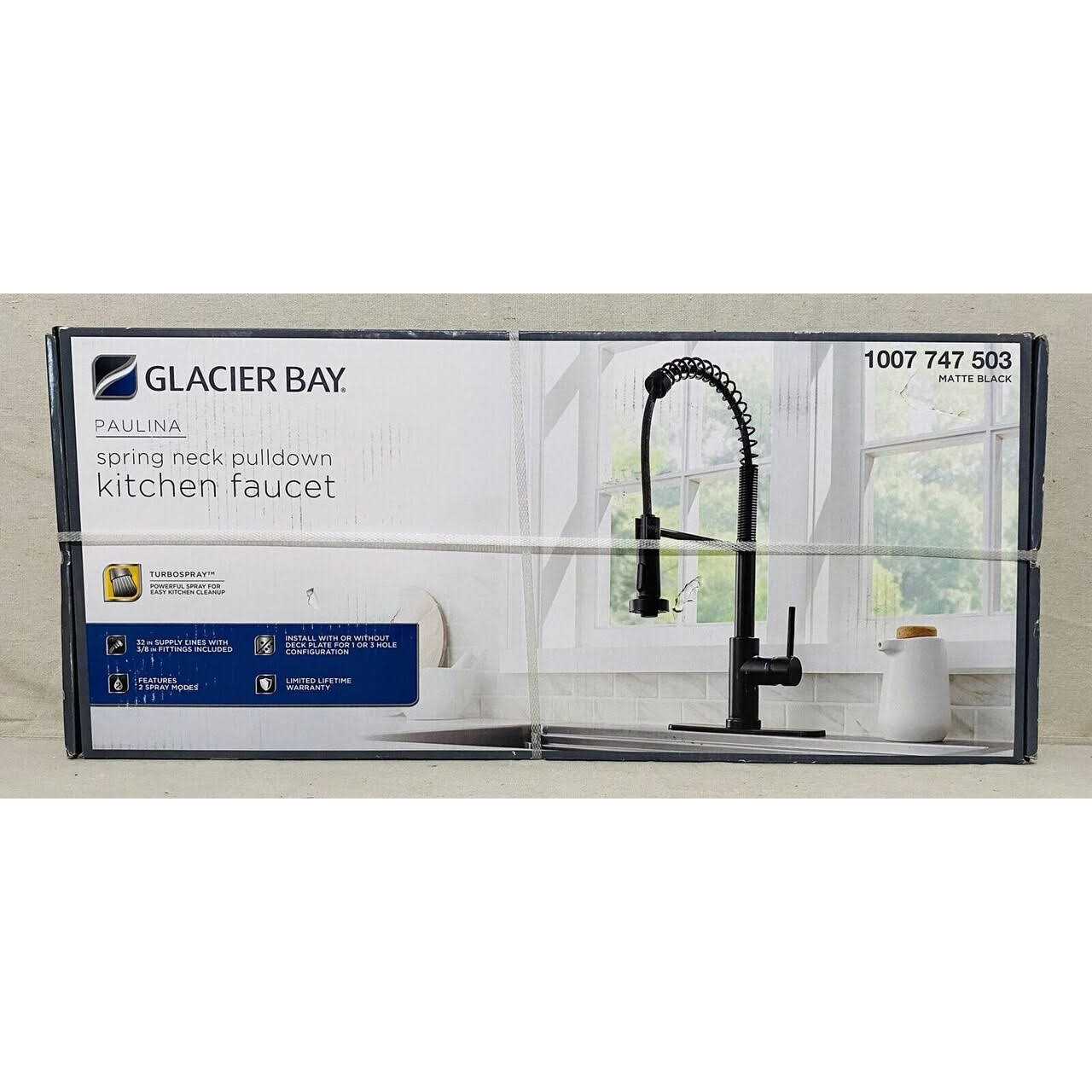 Glacier Bay Paulina Single-Handle Spring Neck Pull Down Sprayer Kitchen ...