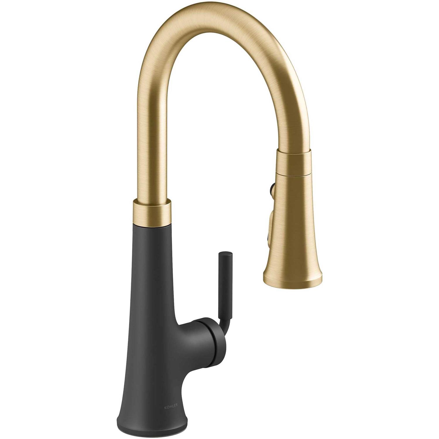 Kohler Tone Pull-down Kitchen Sink Faucet with three-function sprayhead ...
