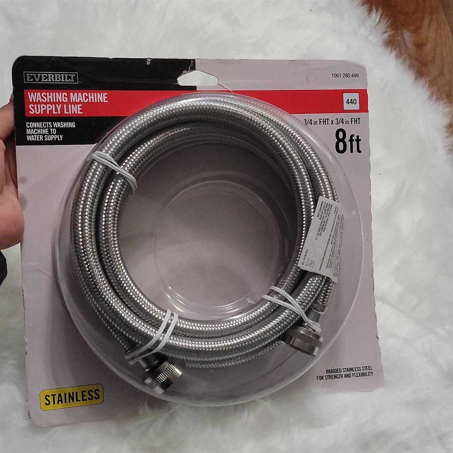Everbilt 3/4 in. FHT x 3/4 in. FHT x 96 in. Stainless Steel Washing ... Everbilt 3/4 in. FHT x 3/4 in. FHT x 96 in. Stainless Steel Washing ...
